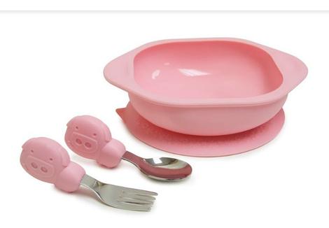 Kit Com Tigela e Primeiro Garfo e Colher Porquinho Marcus e Marcus ...