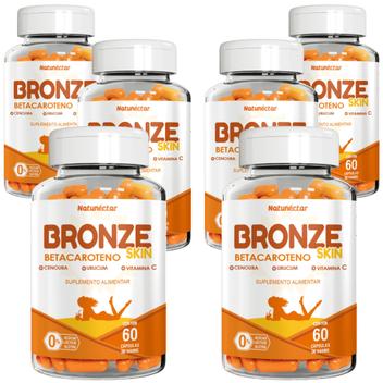 Kit Combo 06 UND Bronze Skin Betacaroteno Urucum 360 Cápsulas Bronzeamento da Pele Natunéctar ...