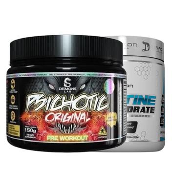 Kit/Combo Pré Treino Psichotic Original 150g + Creatina Importada 300g ...