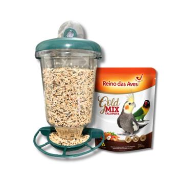 Kit Comedouro Para Pássaros + Sementes Gold Mix Para Aves - calopsitas ...