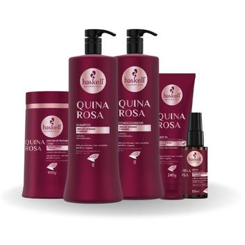 Kit Completo Brilho Intenso e Maciez Quina Rosa Haskell 1L - Kit Shampoo e Condicionador ...