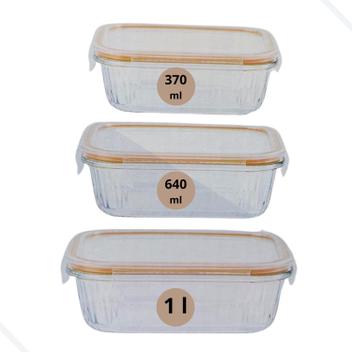 Kit Conjunto 3 Potes Hermético Vidro Marmita Incolor 4 Trava - Member's ...