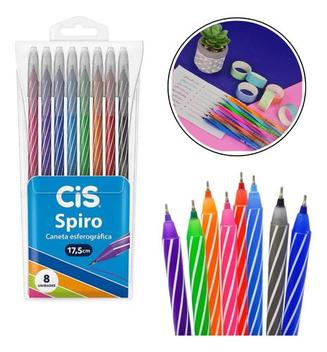 Kit Conjunto 8 Caneta Ponta Fina Spiro Cis Colorida Esferogr - Caneta Esferográfica - Magazine Luiza