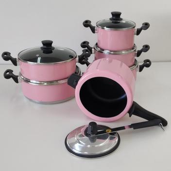 Kit conjunto de 5 panelas em teflon antiaderente com tampa de vidro ...