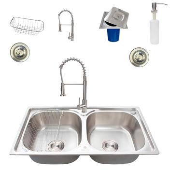 Kit cuba gourmet dupla com Torneira monocomando e lixeira - STILLUS ...