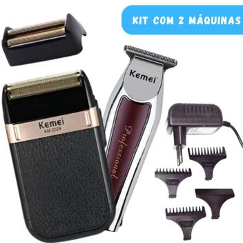 KIT Cuidado Masculino (KEMEI 2024 + 9164) bivolt e confiável - LIPPIN - Aparador de Pelos, Barba ...