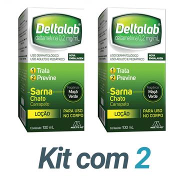 KIT de 2 DELTALAB LOÇÃO COM 100ML Sarna Chato e Carrapato fragrancia ...
