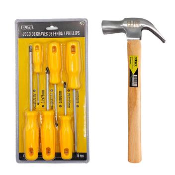 Kit De 6 Chaves Fenda E Phillips + Martelo Unha Elite - ELITE SUPERFLEX ...