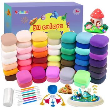 Kit de argila seca ao ar livre Yoimisk 60 cores Ultra Light Magic 900g ...