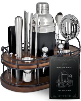 Kit de Barman Home Hero Elegant - 22 Peças com Suporte de Madeira - Bar ...