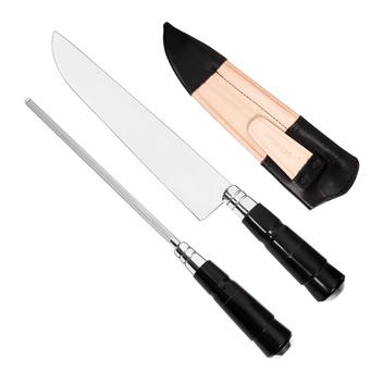 Kit de Churrasco Faca e Chaira Inox 10 Polegadas Chifre Torneado ...