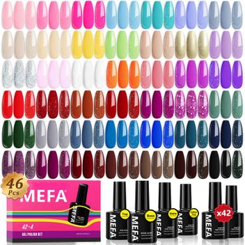 Kit de Esmalte em Gel MEFA 46 Unidades - 42 Cores + Base e Top Coat ...