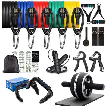 Kit de Exercícios 8 em 1 com Bandas de Resistência, Abdominal Wheel ...