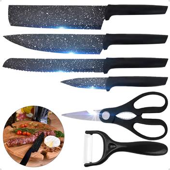 Kit De Facas Para Cozinha E Churrasco 6 Peças Antiaderente Fio Navalha ...