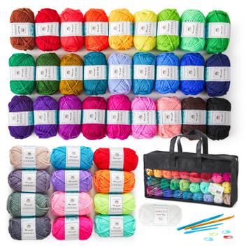 Kit de fios de crochê INSCRAFT 48 PCS 1280m 40 cores acrílico - Linha ...
