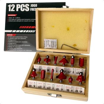 Kit De Fresa Tupia 12 Peças Haste de 1/4Pol - VIP INDUSTRIAL - Fresa ...