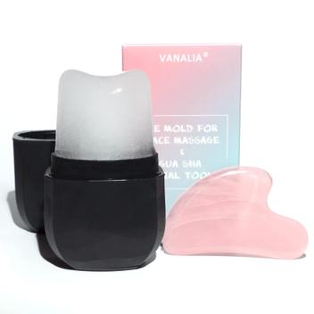 Kit de Gelo Facial VANALIA - Forma de Gelo + Rolo de Gelo + Gua Sha ...