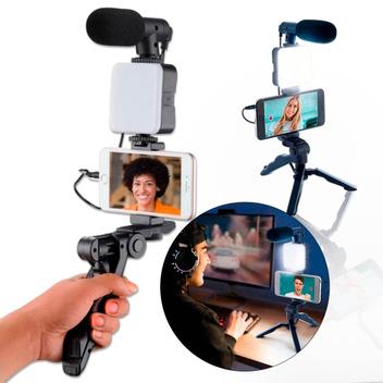 Kit de Gravação 5 em 1 com LED, Tripé e Microfone - B-MAX - Kit ...