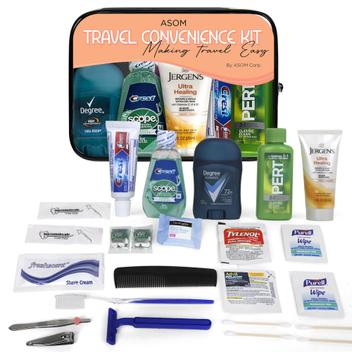 Kit de Higiene e Conveniência de Viagem Asom - Pré-Preenchido com 20 ...