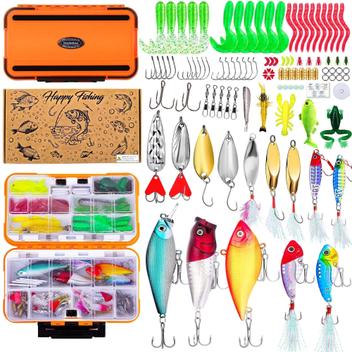 Kit de Iscas de Pesca Lupow - 105 Unidades com Caixa para Água Doce ...