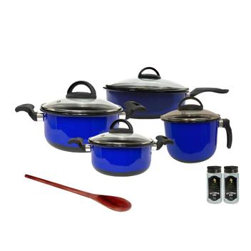 Kit de Panelas Esmaltadas 4 Peças Colher de Madeira Temperos - Kaikos ...