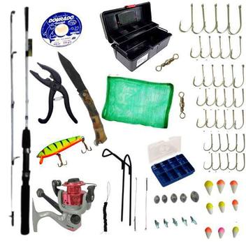 Kit De Pesca Básico Iniciante Vara Molinete Caixa Acessórios - Sekyped ...