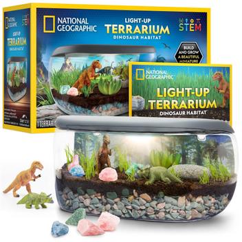 Kit de Terrário Iluminado NATIONAL GEOGRAPHIC com Plantas Reais ...