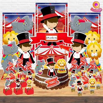 Kit Decoração de Festa Aniversário Bolo Topper Circo Menino Qfestança ...
