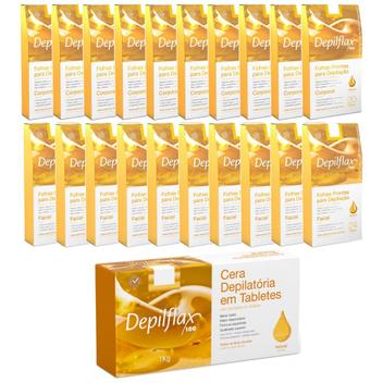 Kit depilação cera quente 1kg folhas facial e coproral natural ...