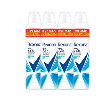 Kit Desodorante Aerosol Rexona Cotton Dry Azul 250ml - 4 Unidades ...