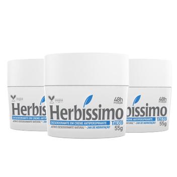 Kit Desodorante Creme Antitranspirante Talco Herbíssimo 55G - 3 ...