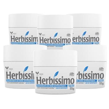 Kit Desodorante Creme Antitranspirante Talco Herbissimo 55G c/6 ...