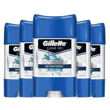 Kit Desodorante Gel Antitranspirante Gillette Antibacterial 82g - 5 ...