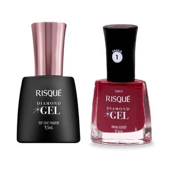 Kit Diamond Gel Fixador E Vinho Bordo - Risque - Esmalte - Magazine Luiza