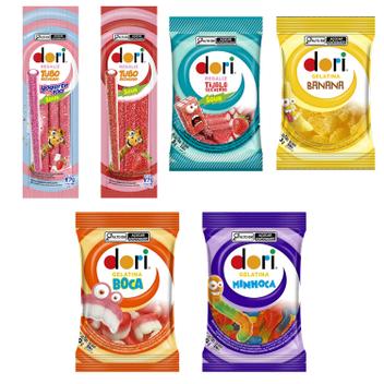 Kit Doces Dori 20UN Sour Tubo Gelatina Sabores Sortidos - Bala de ...