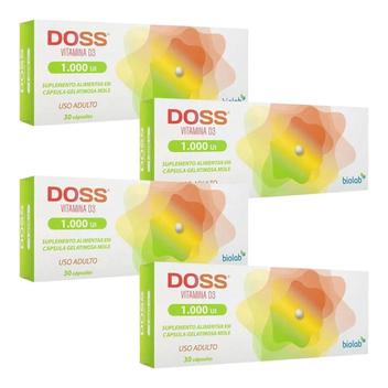 Kit Doss Vitamina D3 1000UI Com 4 Caixas De 30 Cápsulas Moles Cada ...