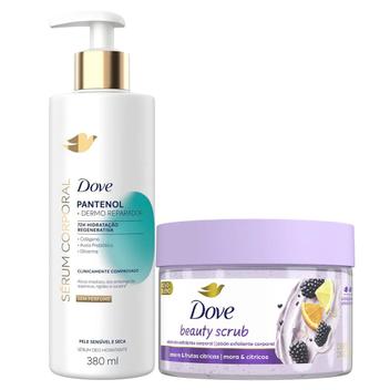 Kit Dove Sabonete Esfoliante Beauty Scrub Amora + Sérum Corporal ...