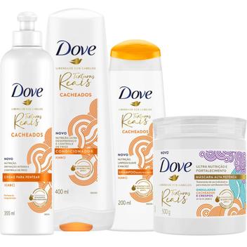 Kit Dove Texturas Reais Cabelo Cacheado Babosa shampoo Textura ...