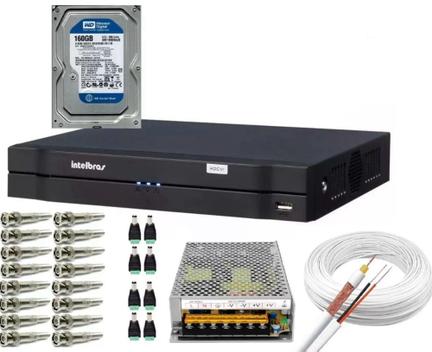 Kit Dvr 4 Canais Intelbras Full Hd + Cabo + fonte + Conectores C/Hd ...
