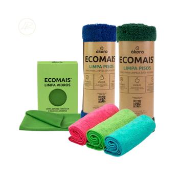 Kit Ecomais Akora 2 Pano Limpa Piso Área Interna 1 Piso Limpa Vidros 3 ...