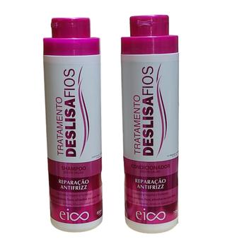 Kit Eico Cosméticos Tratamento Deslisa Fios Reparação Shampoo 800ml e ...
