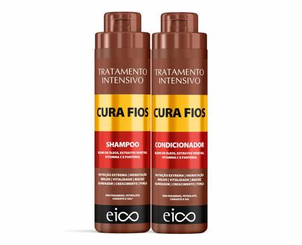 Kit Eico Cura Fios Shampoo Sem Sal 800ml + Condicionador Leave-in 800ml ...