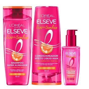 Kit Elseve Shampoo 400ml + Condicionador 400ml + Sérum Liso Dos Sonhos ...