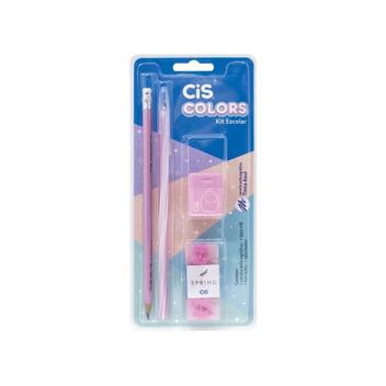 Kit escolar cis colors caneta, lapis, apontador, borracha - Material ...