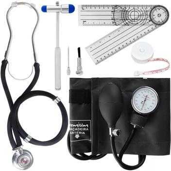 Kit Esfigmomanômetro Preto, Estetoscópio Rappaport Duplo, Goniometro ...