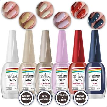 Kit Esmalte Colorama Retrô 6 Cores Clássico Cremoso Cintila - Esmalte ...