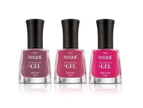 Kit Esmaltes Risqué Diamond Gel 3 Tons de Rosa 9,5ml - RISQUE GEL ...