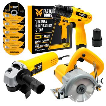 Kit Esmerilhadeira Serra Marmore Furadeira e Discos Fasterr Tools ...