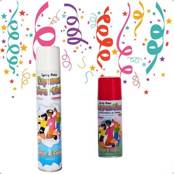 Kit Espuma Carnaval + Lança serpentina vermelha spray aerosol Make+ ...