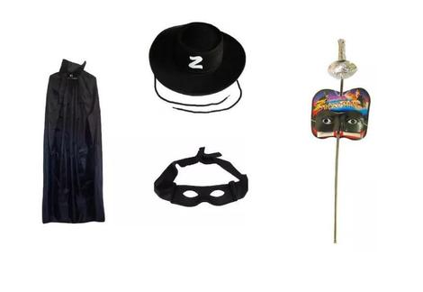 Kit Fantasia Don Juan Adulto Chapéu, Capa Máscara E Espada - Blook ...